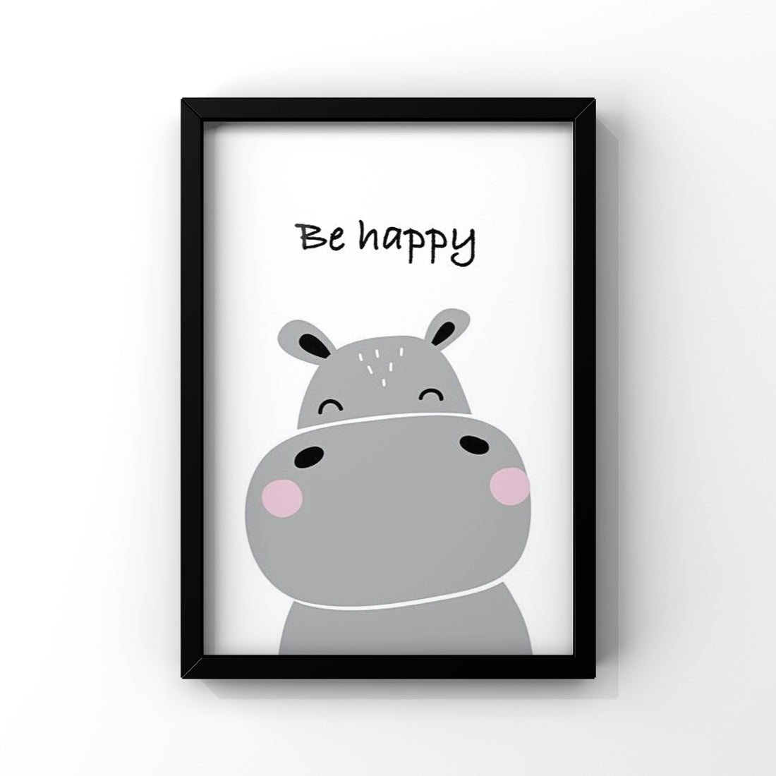 Be happy Baby hippo framed Poster – Paintastic-shop